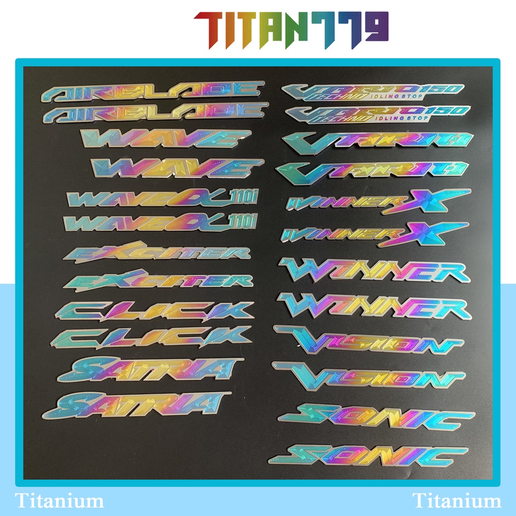 Tem Titan tên chữ 3D có sẳn keo 3M các dòng xe AB, WAVE, WAVE @, EXITER ...