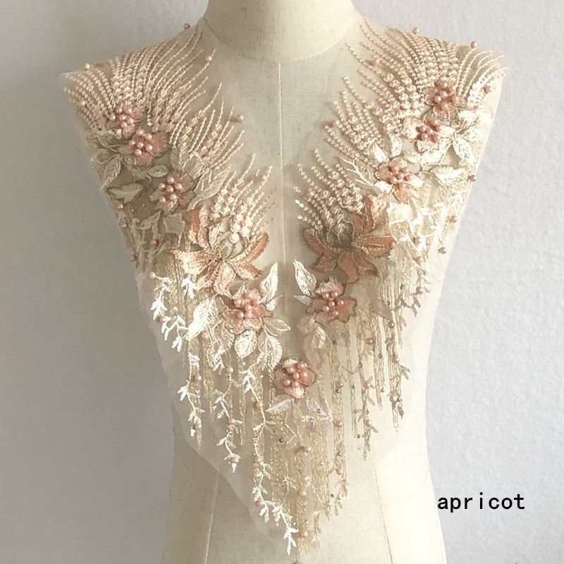 55 * 28CM lace beaded embroidery and sewing patch, V-neck, suitable for ...