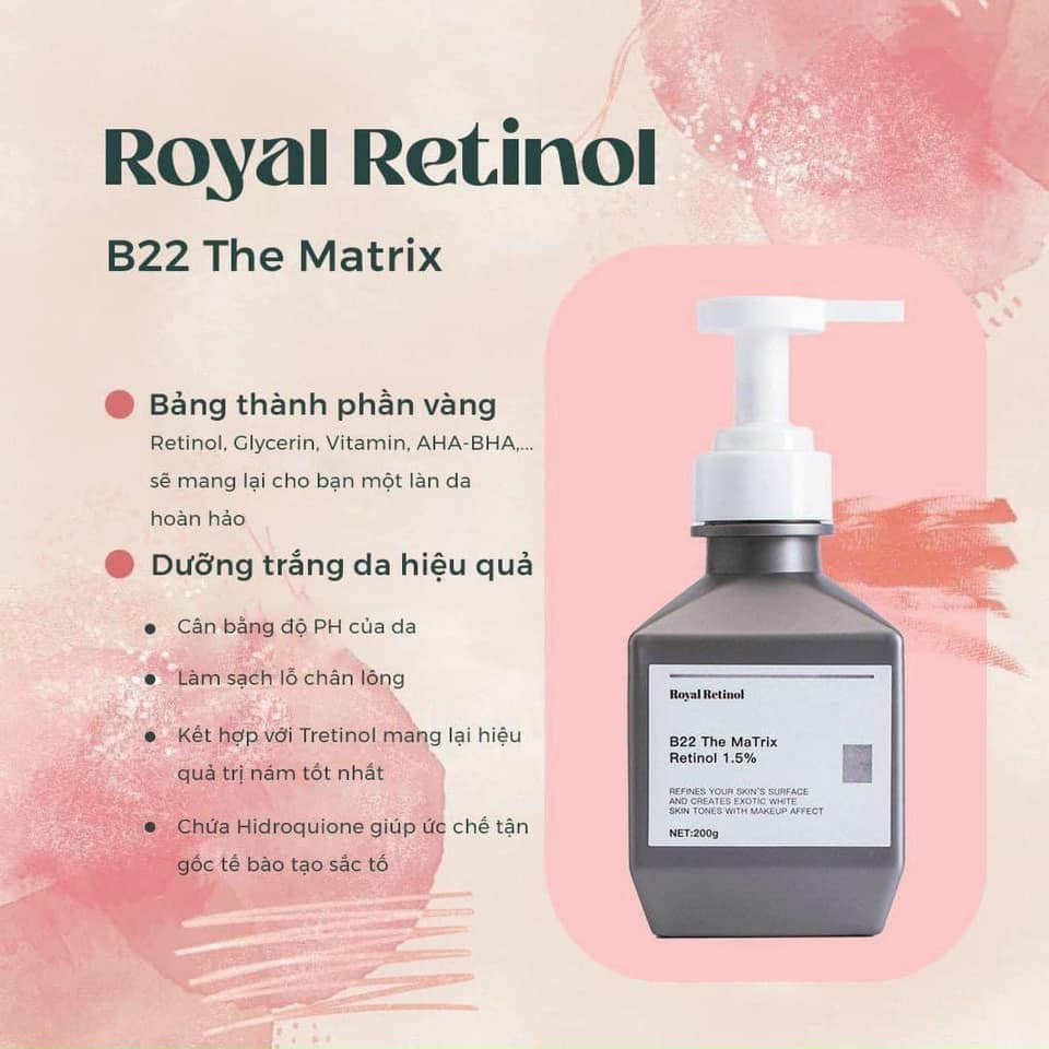 Kem ủ kích trắng body Retinol 1.5% Royal Retinol B22 The Matrix 200g chính hãng Hồng Kông ...