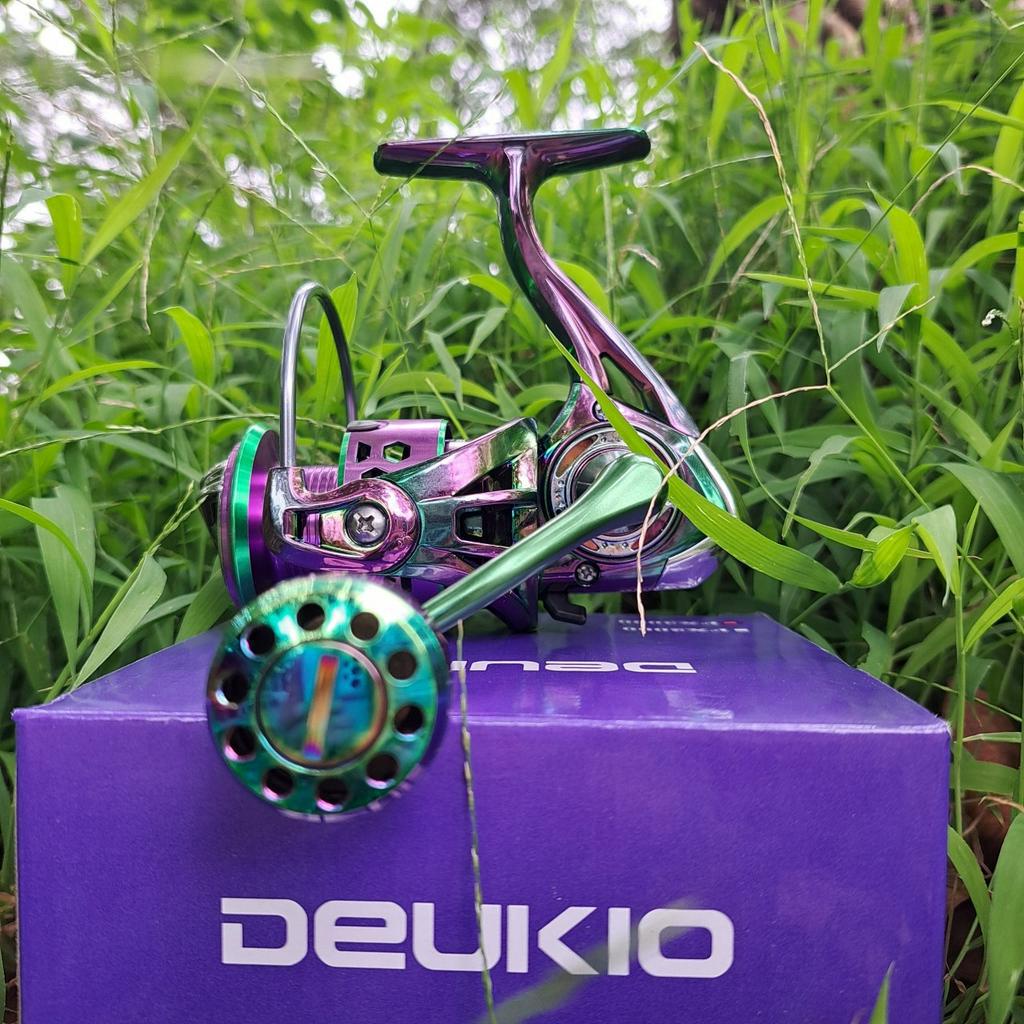 MÁY CÂU CÁ TI TAN ÁNH TÍM KIM LOẠI TÂY QUAY ĐỘ NÚM CAO CẤP CHÍNH HÃNG DE KI O | Shopee Việt Nam