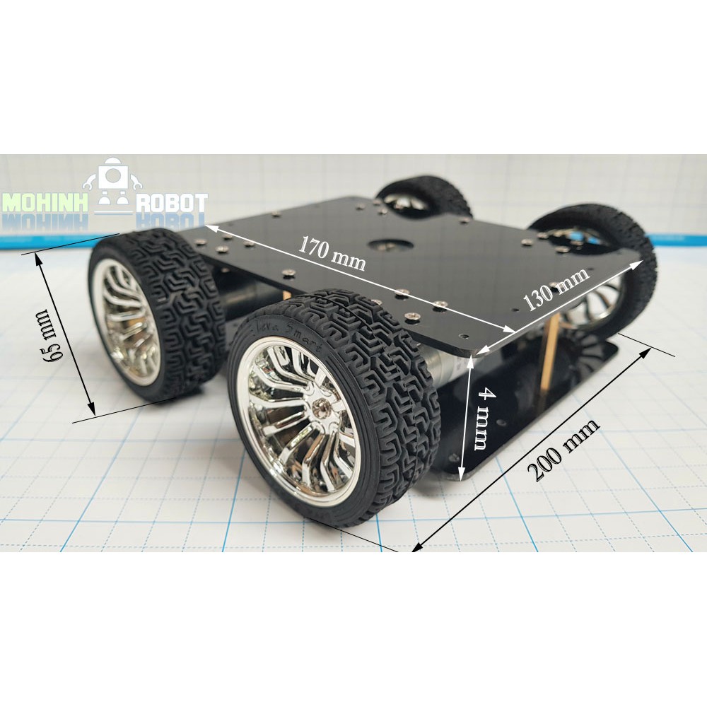 Khung xe robot 4 bánh 2 tầng động cơ kim loại 370 | Shopee Việt Nam