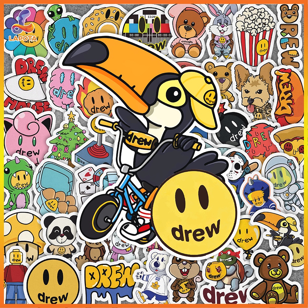 Set 50 cái Sticker Drew chống nước, Hình dán Drew House cute, Decal ...