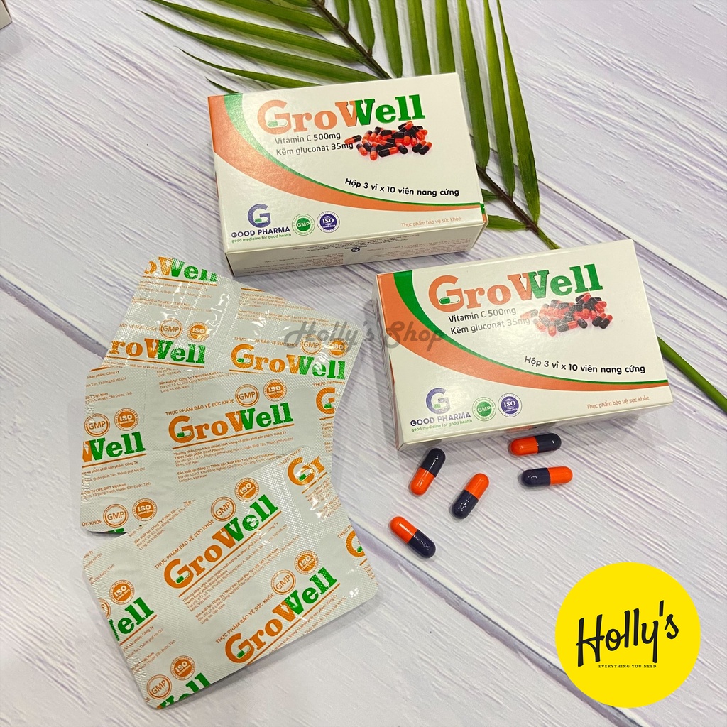 Viên uống Growell Vitamin C và Zn giúp sáng da, kiềm dầu, tăng sức đề ...