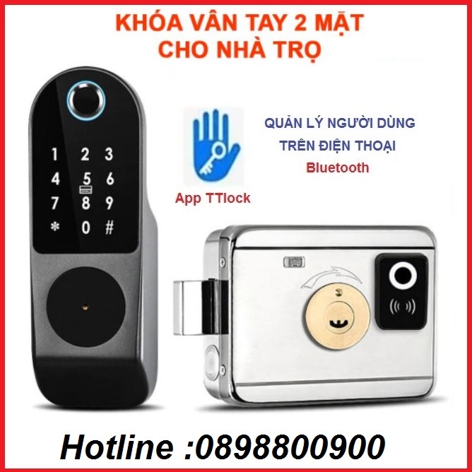 [Bảo hành 12T] Khóa cổng vân tay 2 mặt dùng App TUYA/ TTLOCK có tiếng ...