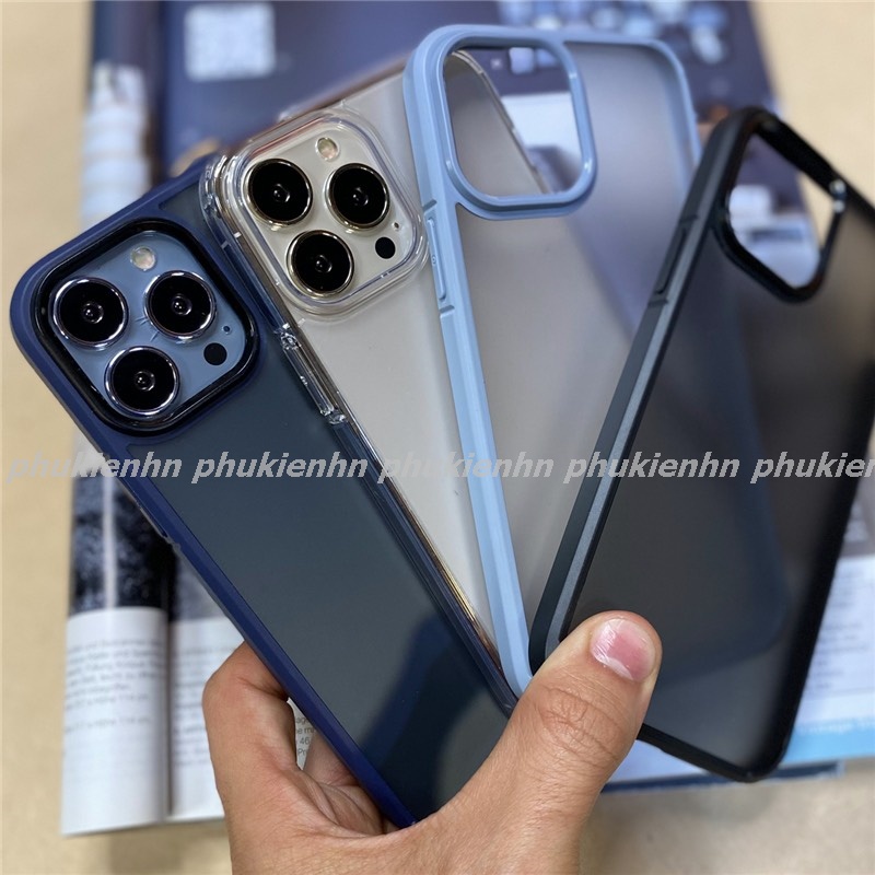 Ốp lưng kính nhám viền dẻo cho IP 14 Promax ,14, 13 ProMax , 12 Pro Max ...