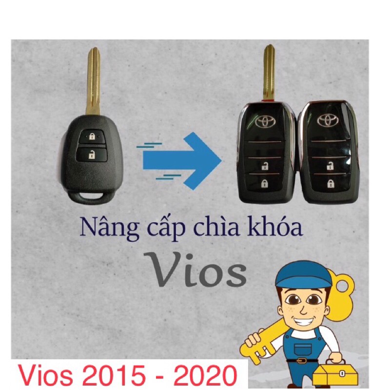 Vỏ chìa khoá độ gập TOYOTA VIOS ( 2 nút ) 2015 - 2020 Camry , vios ...