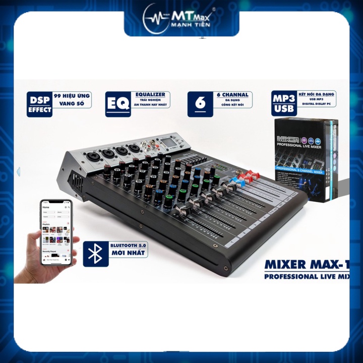 MT MAX Bàn trộn âm thanh- Mixer Max 11 - 6 kênh (4 mono, 2stereo) kết ...