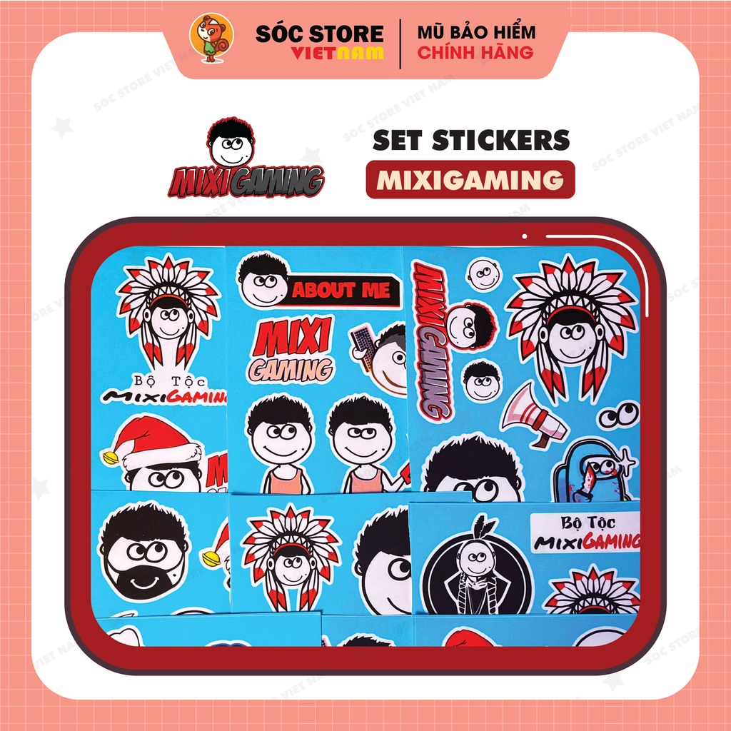 Sticker chủ đề MixiGaming Sóc Store chống nước custom, dán trang trí mũ ...