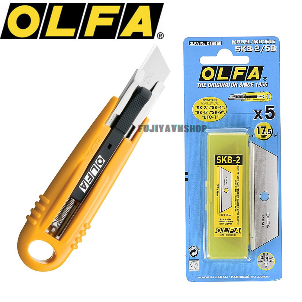 COMBO 1 Dao cắt kỹ thuật tự thu hồi Olfa SK-4 và 1 Hộp Lưỡi dao thay thế OLFA SKB-2/5B | Shopee ...