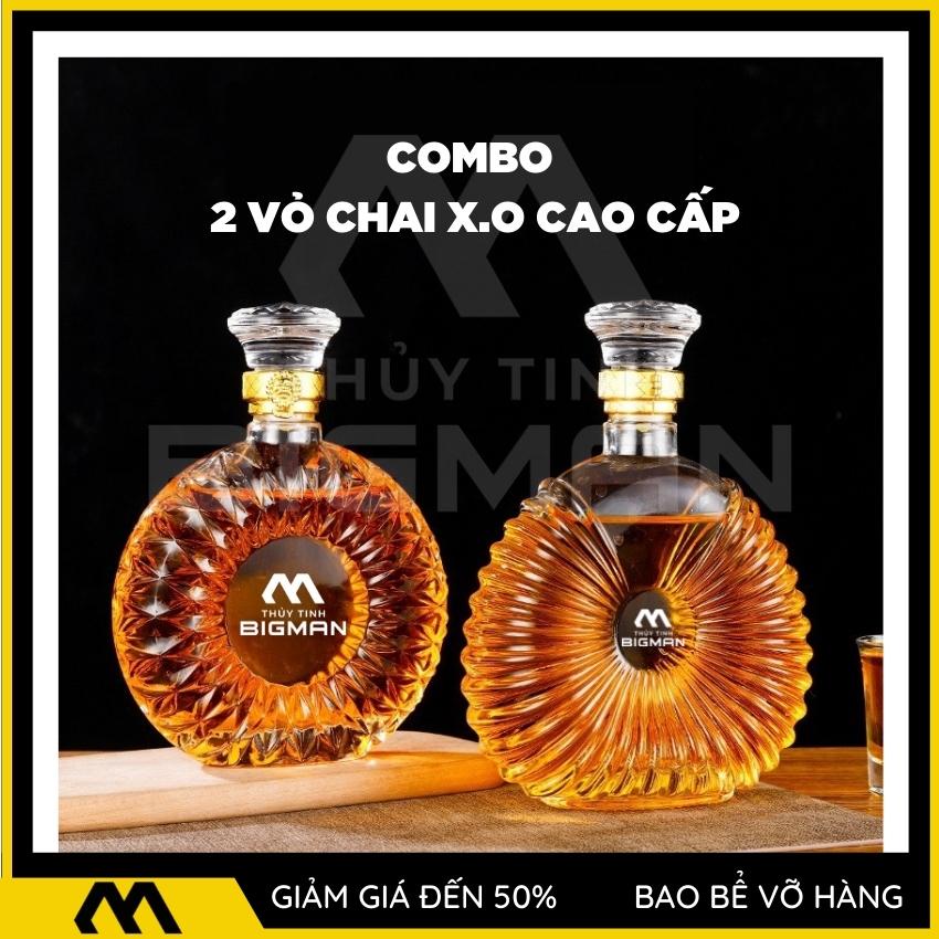 [Combo 2] Vỏ Chai XO (tặng tem XO) Cao Cấp dung tích 500ml kiểu dáng chai đựng rượu thủy tinh CB ...