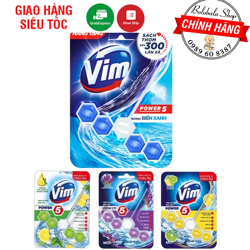 Viên treo bồn cầu VIM POWER 5 sạch khuẩn thơm mát 55g | Shopee Việt Nam