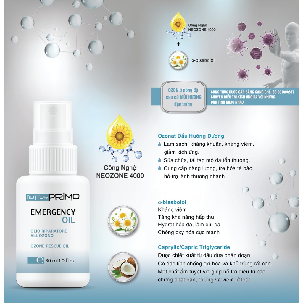 [CHÍNH HÃNG] Dottor Primo Emergency Oil 30ml (Xịt chống loét, vết ...