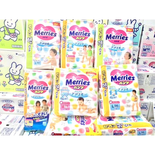 Tã Merries Jumbo nội địa Nhật size M76/M74/L56/XL50/XXL32 | Shopee Việt Nam