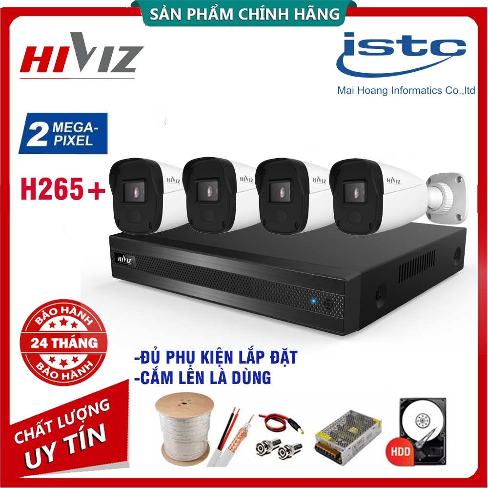 Bộ KIT AHD Full HD - Trọn bộ 4 mắt camera + Đầu ghi kèm ổ cứng HDD 500G ...