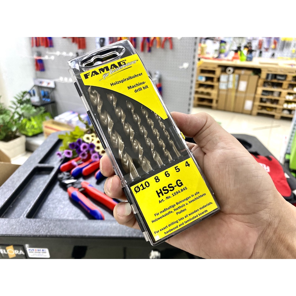 Bộ mũi khoan gỗ 5 chi tiết thép gió mài toàn phần HSS-G.Famag 1594.845 ...
