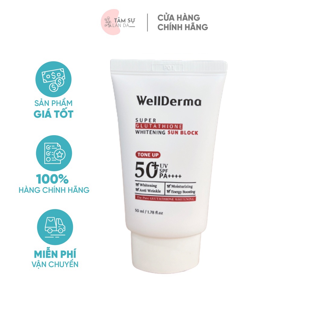 Kem Chống Nắng Nâng Tone WellDerma Super Glutathione Whitening Sun ...