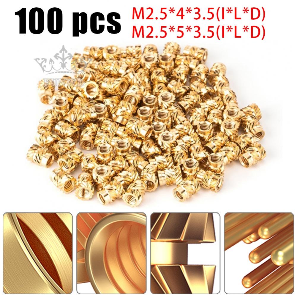 【FUNWD】100PCS Threaded Insert Self-clinching Nut Brass Internal Thread ...
