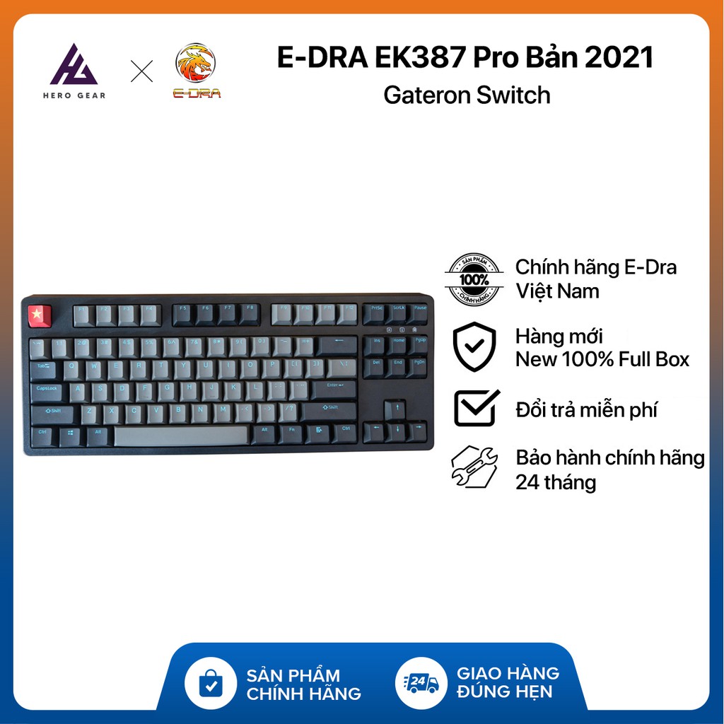 Bàn phím cơ EDRA EK387 Pro Phiên bản 2021 - Gateron Switch - Keycaps ...