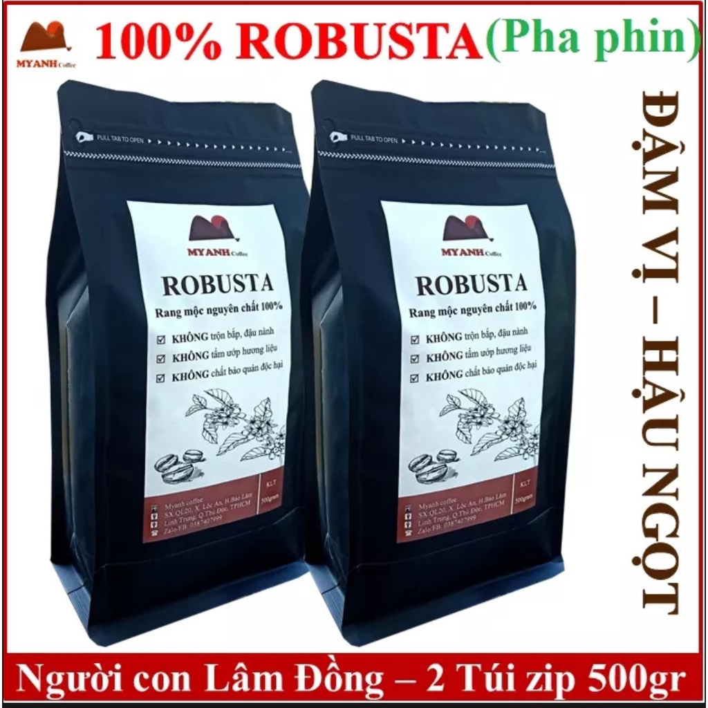 1kg Cà phê Robusta (tỉ lệ hái chín> 98%) rang mộc mức nhạt ( Light ...