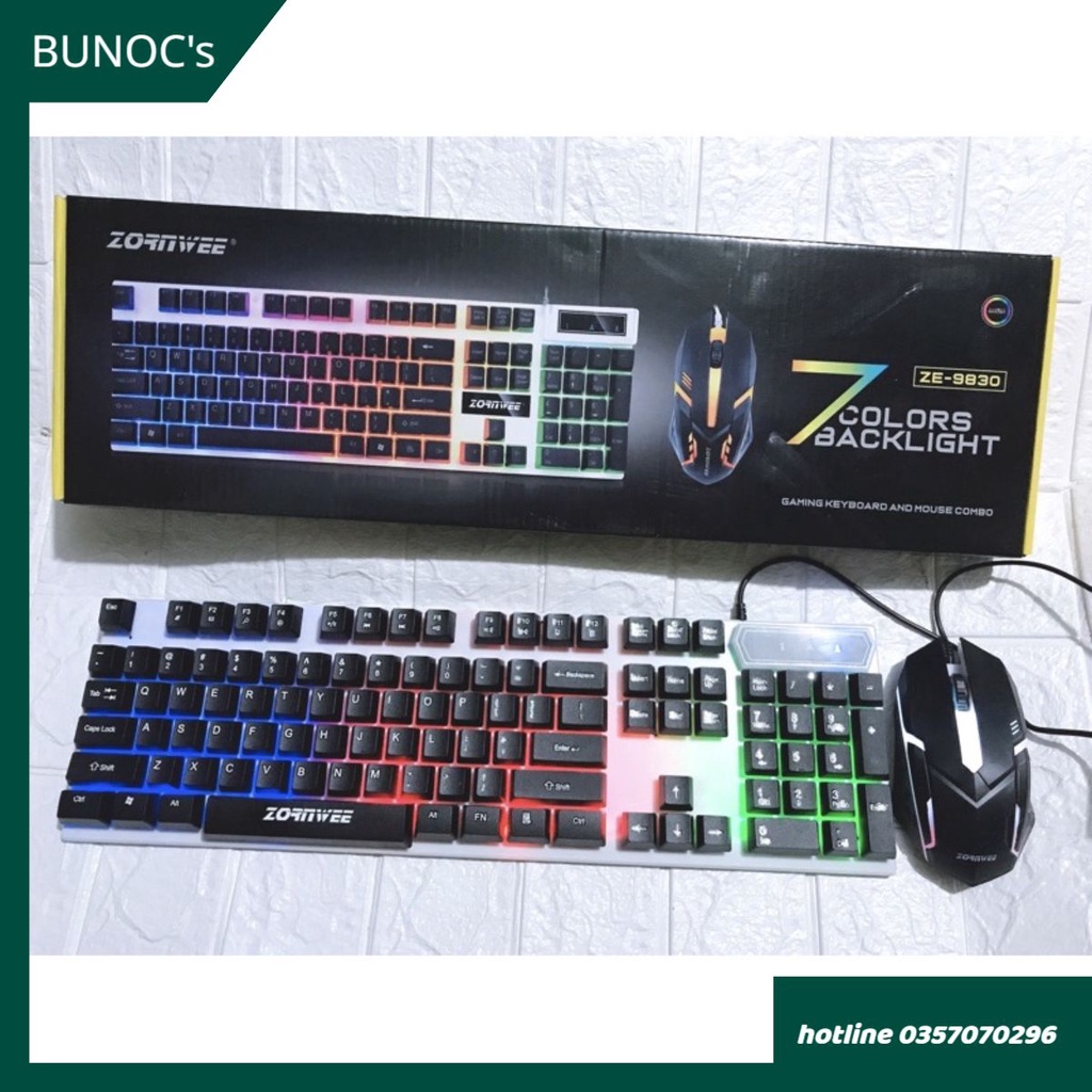 Bàn phím chuột led chơi game giả cơ Zornwee Shipado FV Q58 cổng USB siêu nhạy siêu đẹp bảo hành ...