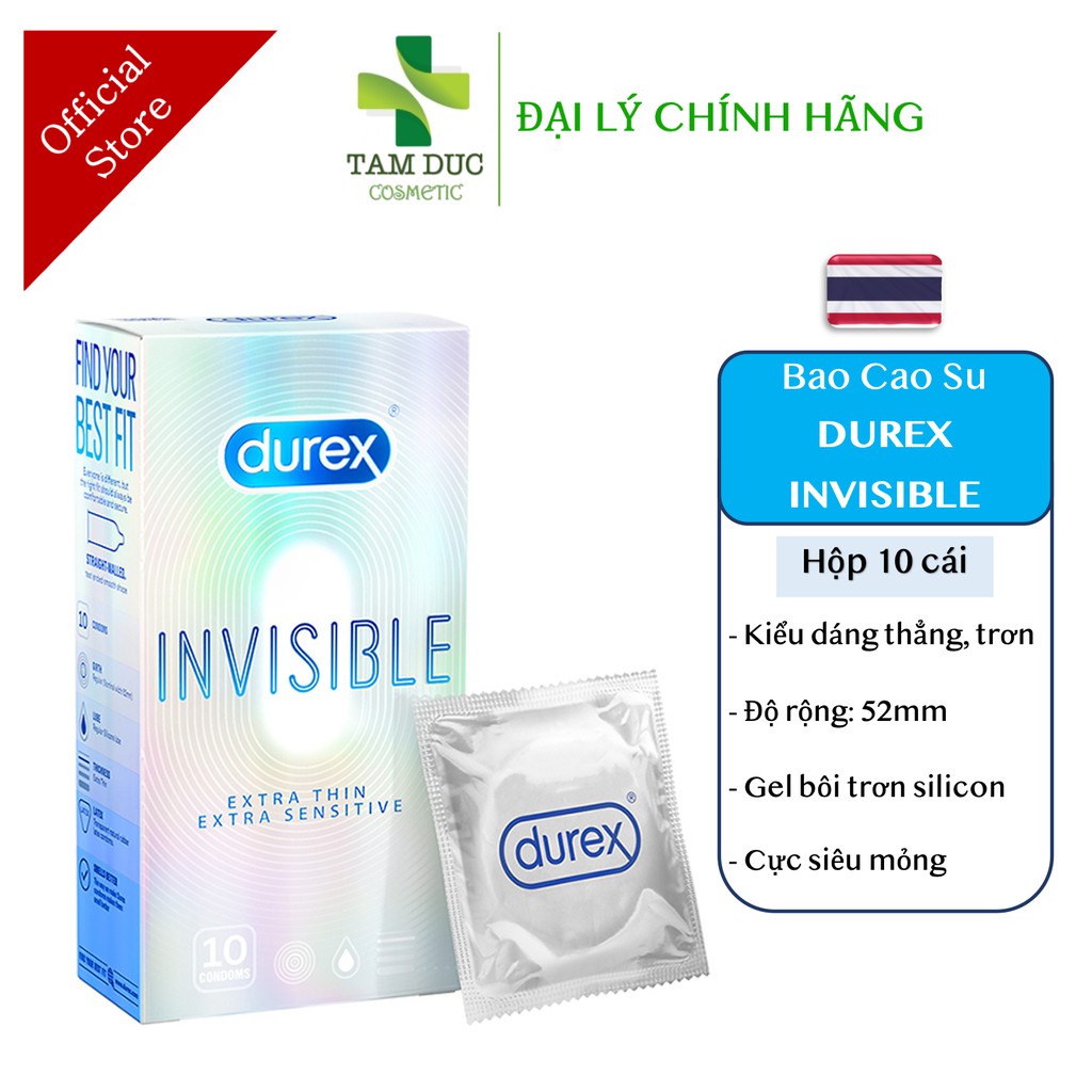 Bao cao su Durex Invisible Extra Thin Extra Sensitive 52mm Cực Siêu Mỏng (Hộp 10 Cái) | Shopee ...