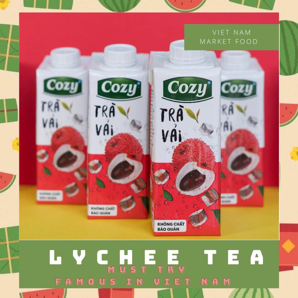 VIET NAM Lychee tea 900ml - Trà vải cozy đóng chai ( 900ml 1 lốc / 4 ...