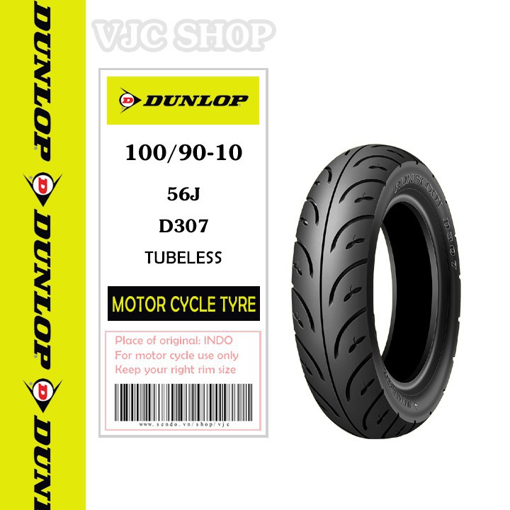 Vỏ ( Lốp ) xe máy Dunlop D307 100/90-10 MC 56J TL _ Lốp Trung Thành ...