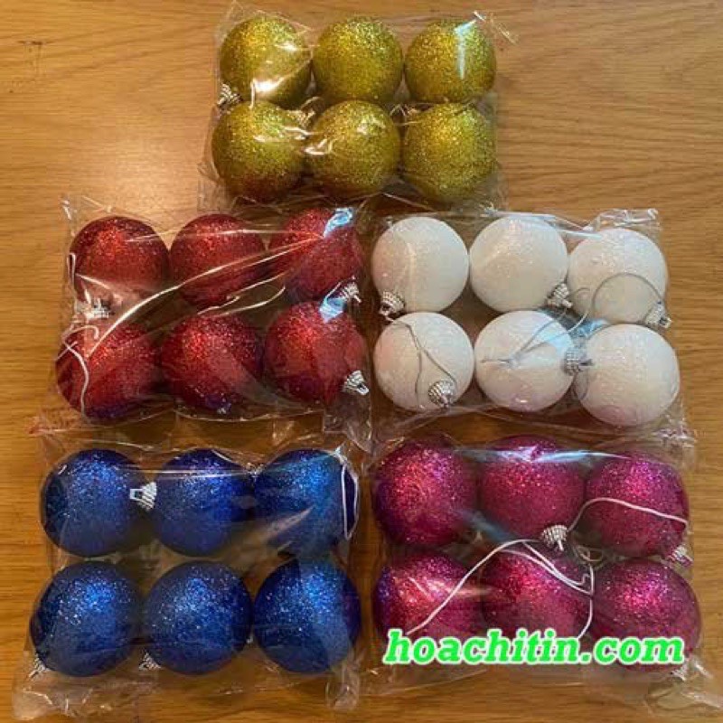 Combo 6 Quả Châu Kim Tuyến 6cm Loại đẹp trang trí cây thông Noel ...
