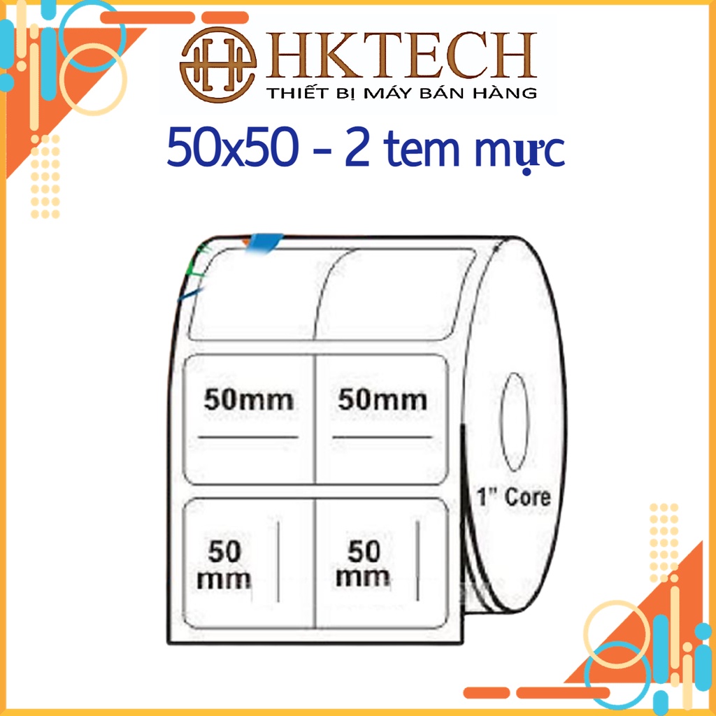 Giấy in tem khổ 50x50 mm 2 tem/hàng cuộn 50m, tem in mực | Shopee Việt Nam