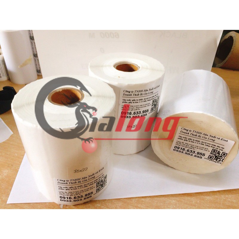 Giấy in tem mã vạch 3 tem 35x22 - Decal thường sử dụng cuộn mực để in ...