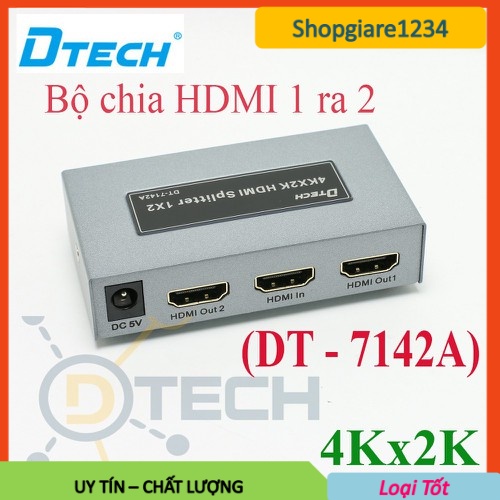 Bộ chia HDMI 1 RA 2 cổng DTECH DT-7142A - Hỗ trợ 4K . Bộ chia DT7142A ...