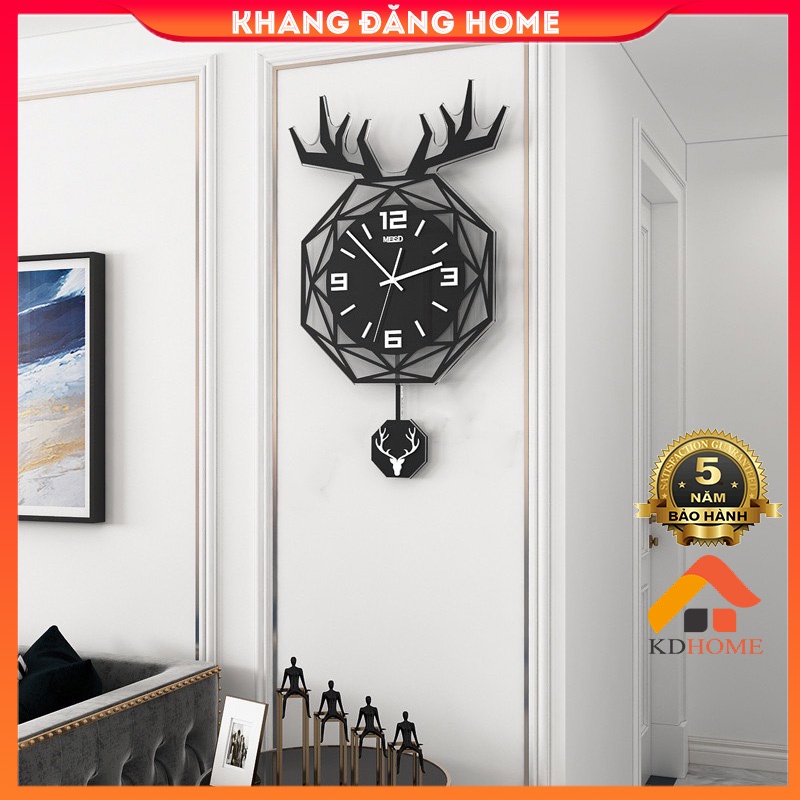 Đồng hồ treo tường trang trí, đồng hồ decor treo tường hình đầu hươu nghệ thuật KD2022 | Shopee ...