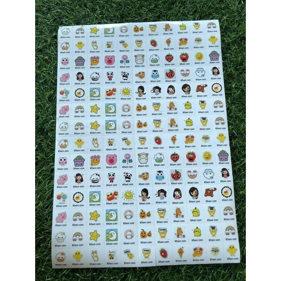 Sticker khen thưởng học sinh, tờ a4 có 154 hình dạng decal bóc dán ...