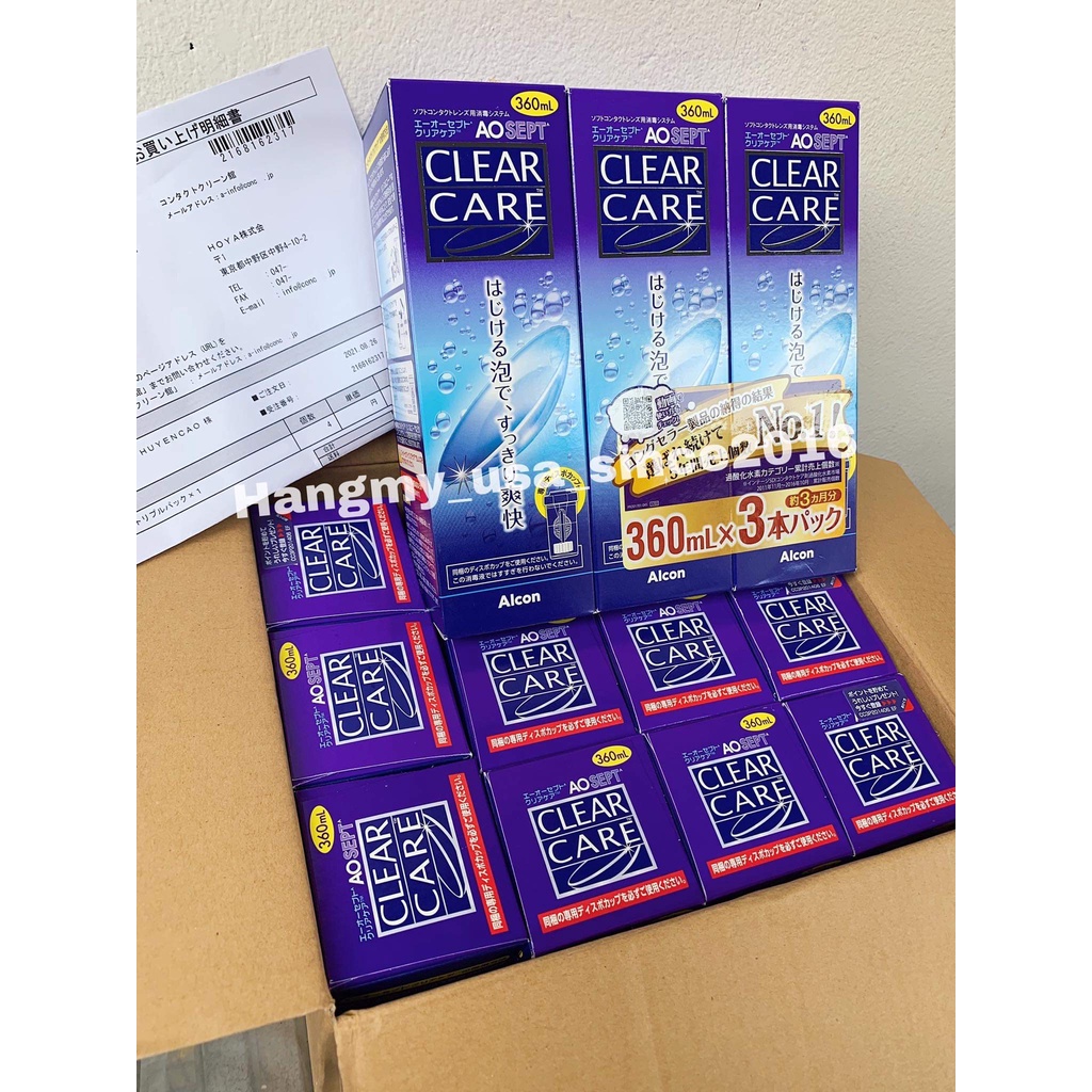 [Hàng Nhật đủ bill] COMBO 3 CHAI dung dịch CLEAR CARE Aosept CAO CẤP Nước ngâm Lens Kính áp ...