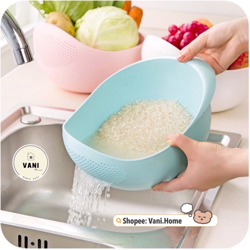 Thau rổ nhựa rửa thực phẩm rau quả các loại ngũ cốc có lỗ lọc thoát ...