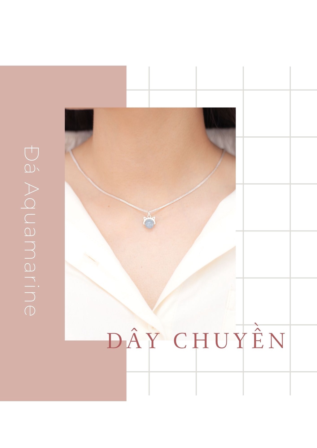 Dây Chuyền Bạc 925 Nữ Liugems 1 Hạt Size Nhỏ Tinh Tế Mix Đá Phong Thuỷ ...
