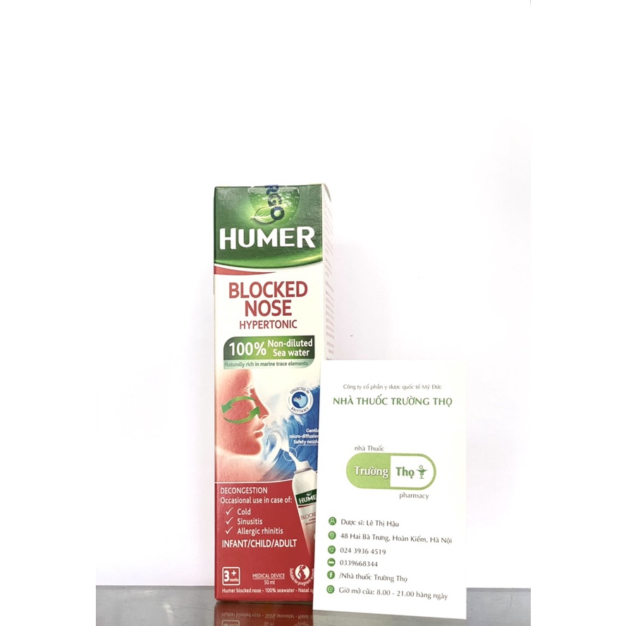 DUNG DỊCH XỊT THÔNG MŨI HUMER 050 BLOCKED NOSE Cho Mọi Lứa Tuổi - 50ML ...