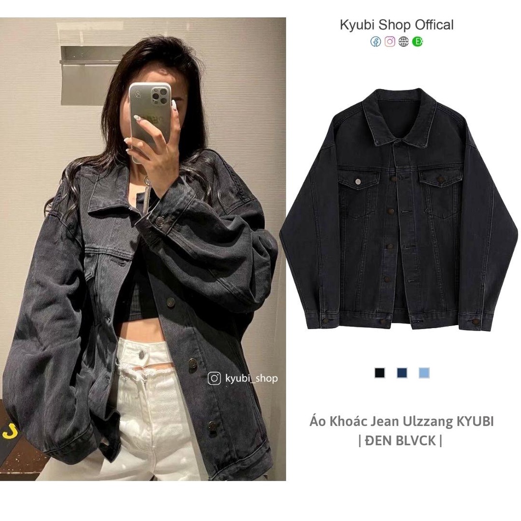 Áo khoác jean ulzzang nữ ĐEN form suông rộng unisex (Nhiều Size) - Áo ...