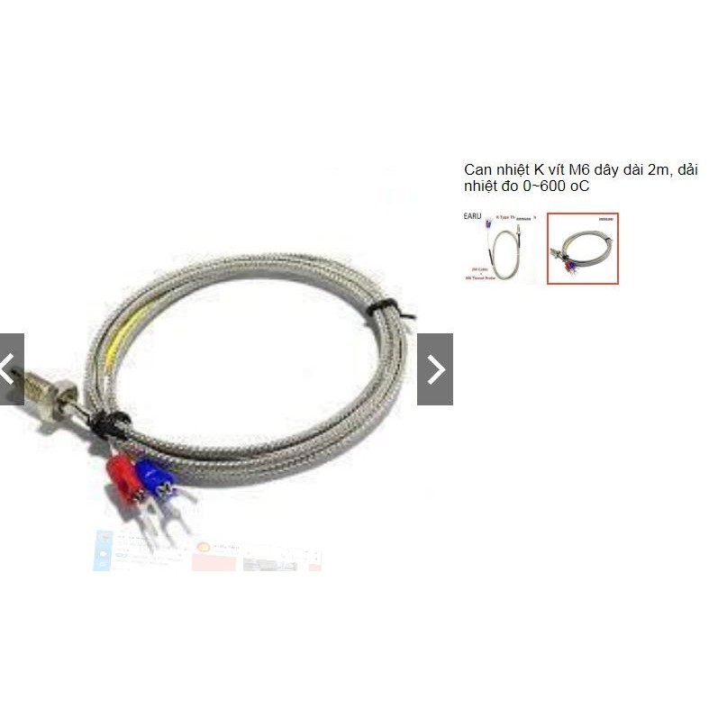 Can nhiệt K vít M6 dây dài 2m, dải nhiệt đo 0~600 oC | Shopee Việt Nam