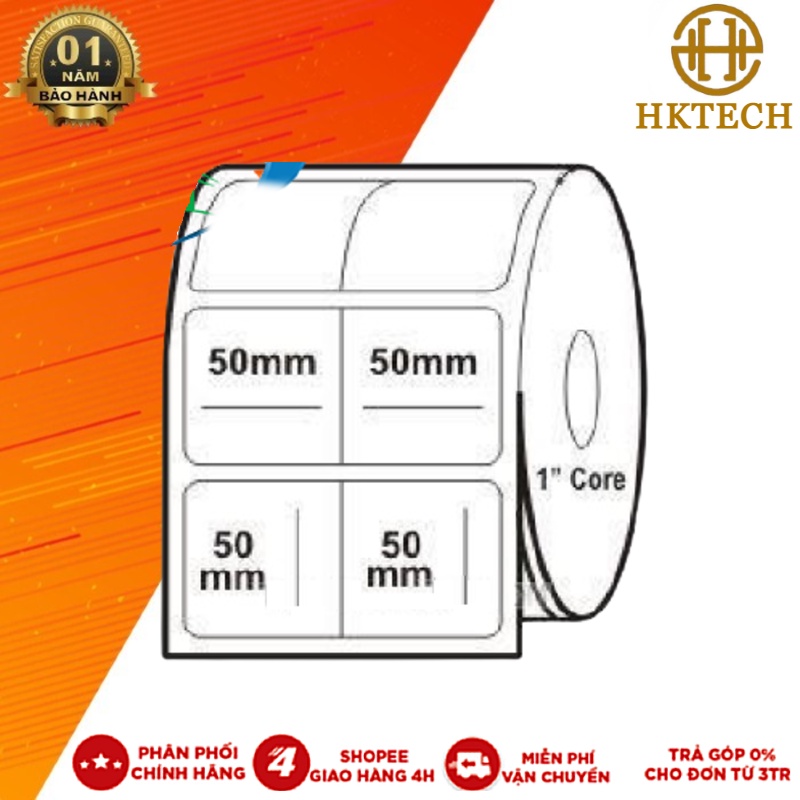 [Rẻ vô địch] [Chính hãng] giấy in tem khổ 50x50 mm, 2 tem/hàng, cuộn ...