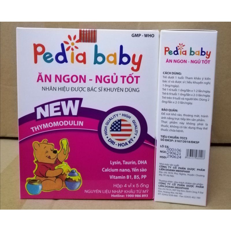 Siro Pedia Baby NEW ( Pediababy) Ăn Ngon Ngủ Tốt Hộp 4 Vỉ X 5 Ống ...