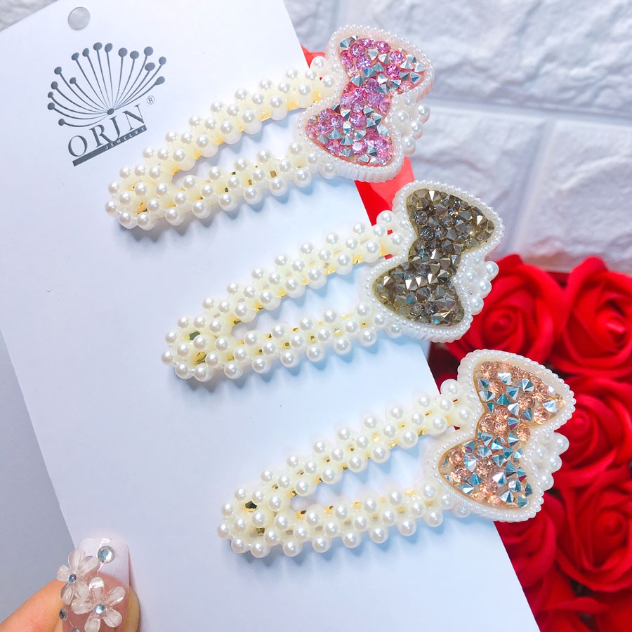 Kẹp tóc, kẹp mái đính ngọc nhân tạo hình nơ thời trang Orin K737 K738 K739 K740 K741 | Shopee ...