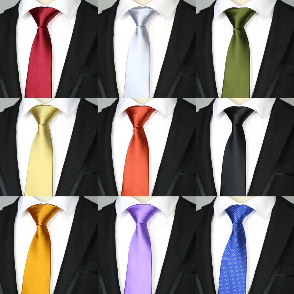 MENS THỜI TRANG 7CM SOLID TIES SILK PLAIN TIE JACQUARD WOVEN BLACK RED ...