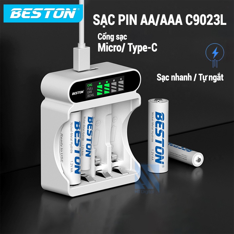 [Mẩu mới] Bộ Pin Sạc AA AAA Beston C9023L, pin 2A 3A dung lượng cao đến ...