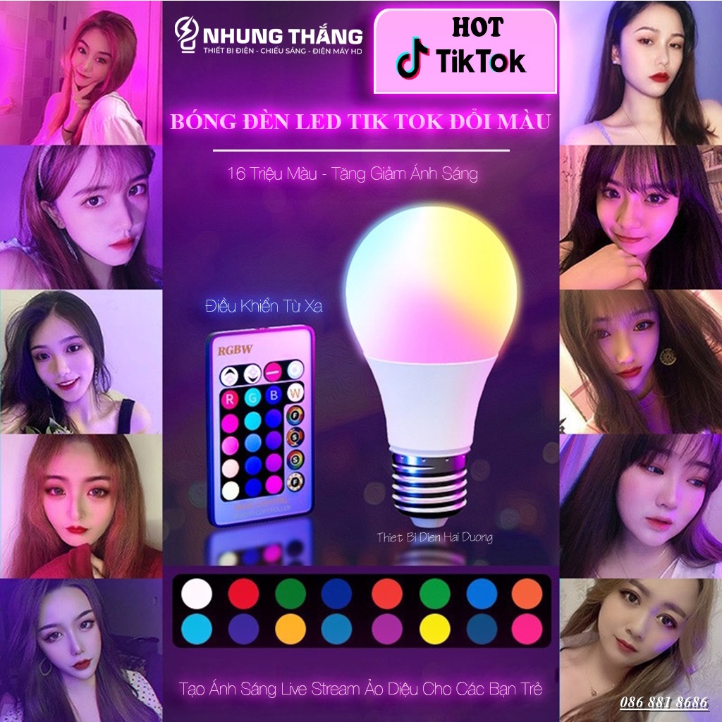 Đèn Led Tik Tok A60K Đổi Màu - 16 Triệu Màu Quay Tik Tok - Có Điều ...
