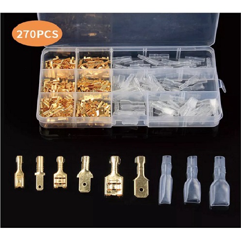 Set 270 Đầu Cos Đực Cái Kèm Vỏ Bọc 2.8, 4.8, 6.3 mm - Giắc Điện, Đầu Nối Dây Điện Thông Dụng Cho ...