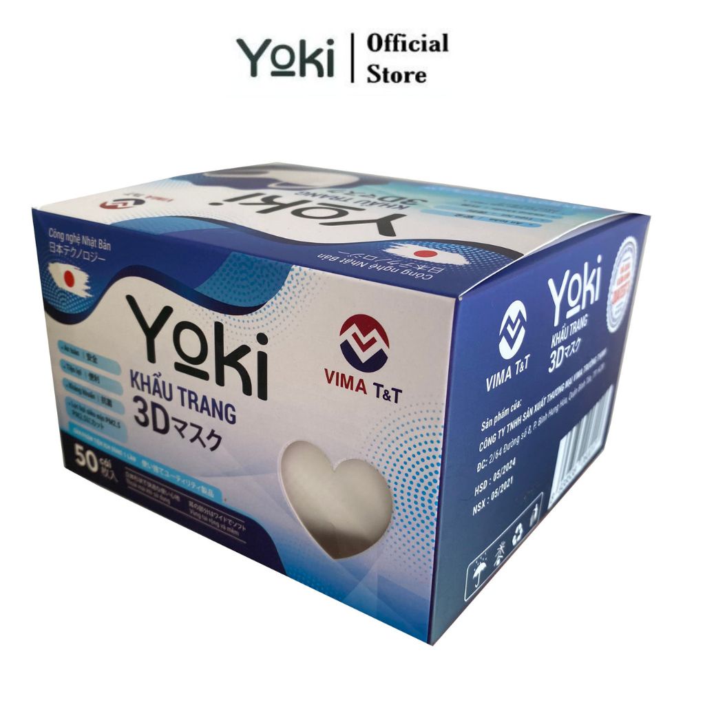 Hộp 50 cái Khẩu trang 3D Mask Yoki size M kháng khuẩn chống bụi mịn PM2 ...
