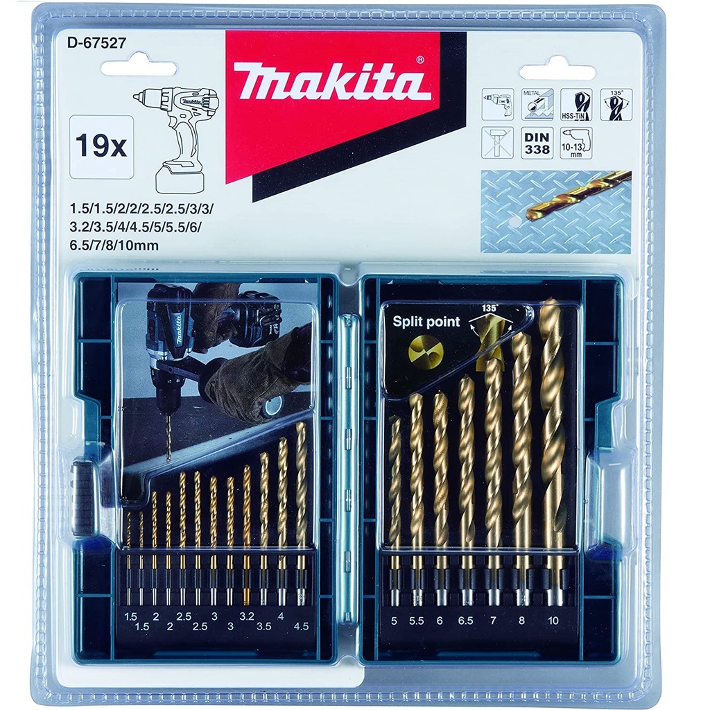 Bộ mũi khoan kim loại phủ Titan Makita D-67527/ B-67795(19 cái) | Shopee Việt Nam