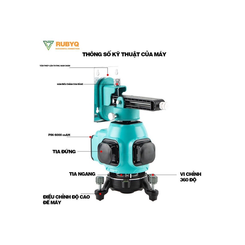 Máy Cân Bằng Laze Cao Cấp Siêu Sáng 16 tia Xanh RUBYQ RB 616-Tặng kèm ...