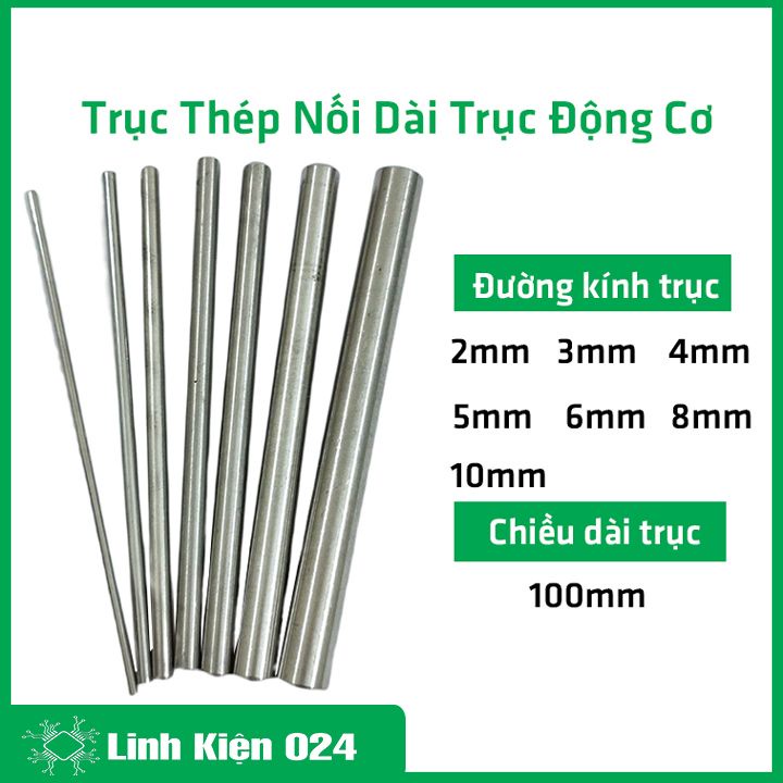 Trục thép nối dài trục động cơ dài 100mm trục 2mm-3mm-4mm-5mm-6mm-8mm ...